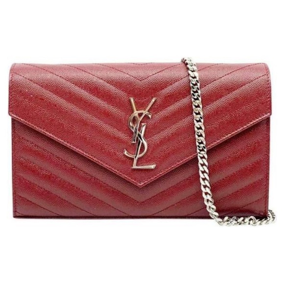 Yves Saint Laurent | Bags | Yves Saint Laurent Red Pebbled Leather ...